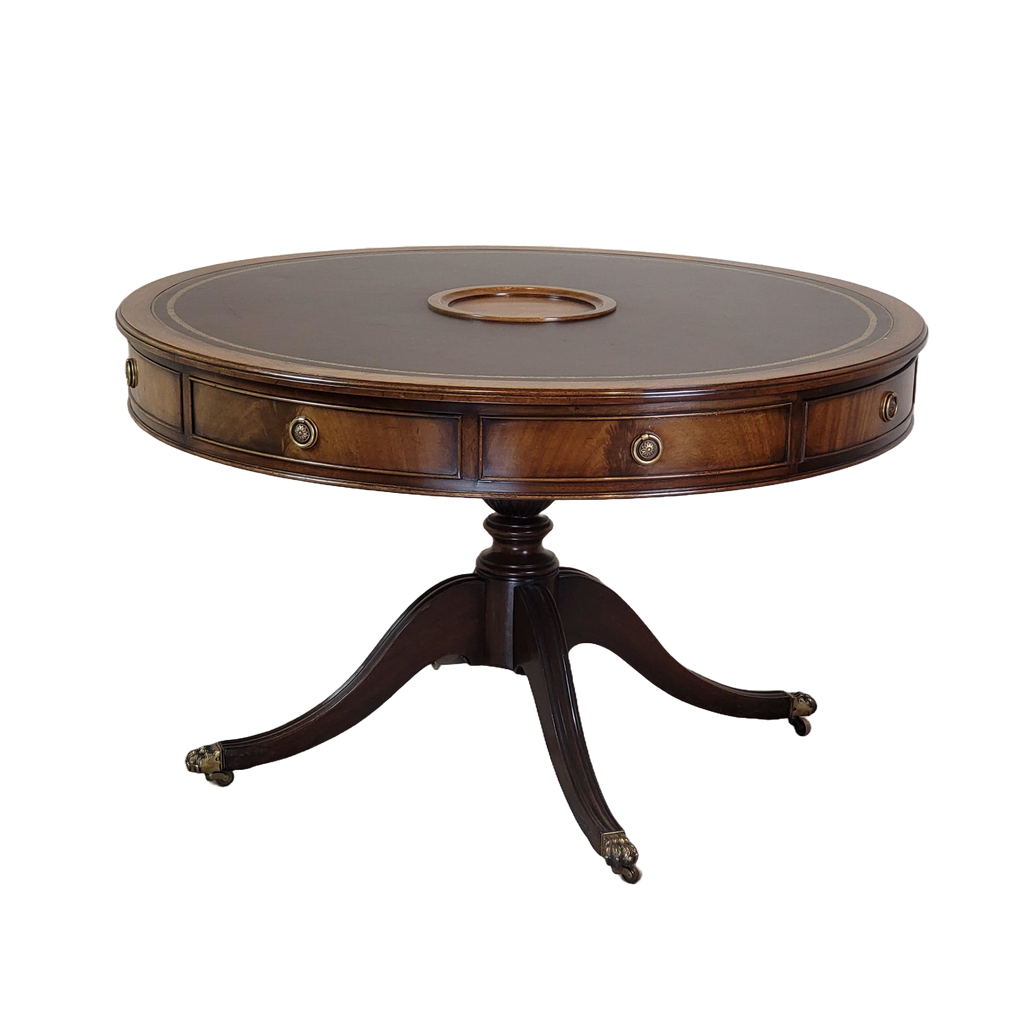 Round Games Table with Leather Top – Kennedy Galleries